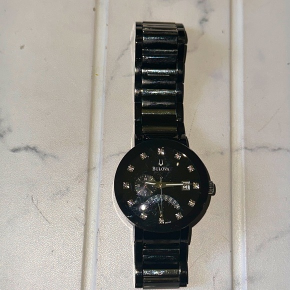 Bulova | Accessories | Bulova Diamondaccent 98d9 Wrist Watch For Men ...